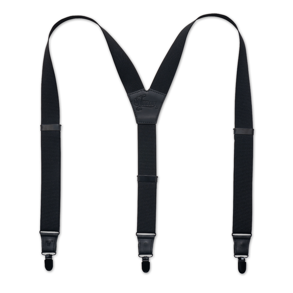 European manufactured elastic All Black Suspenders – Essential Series ...